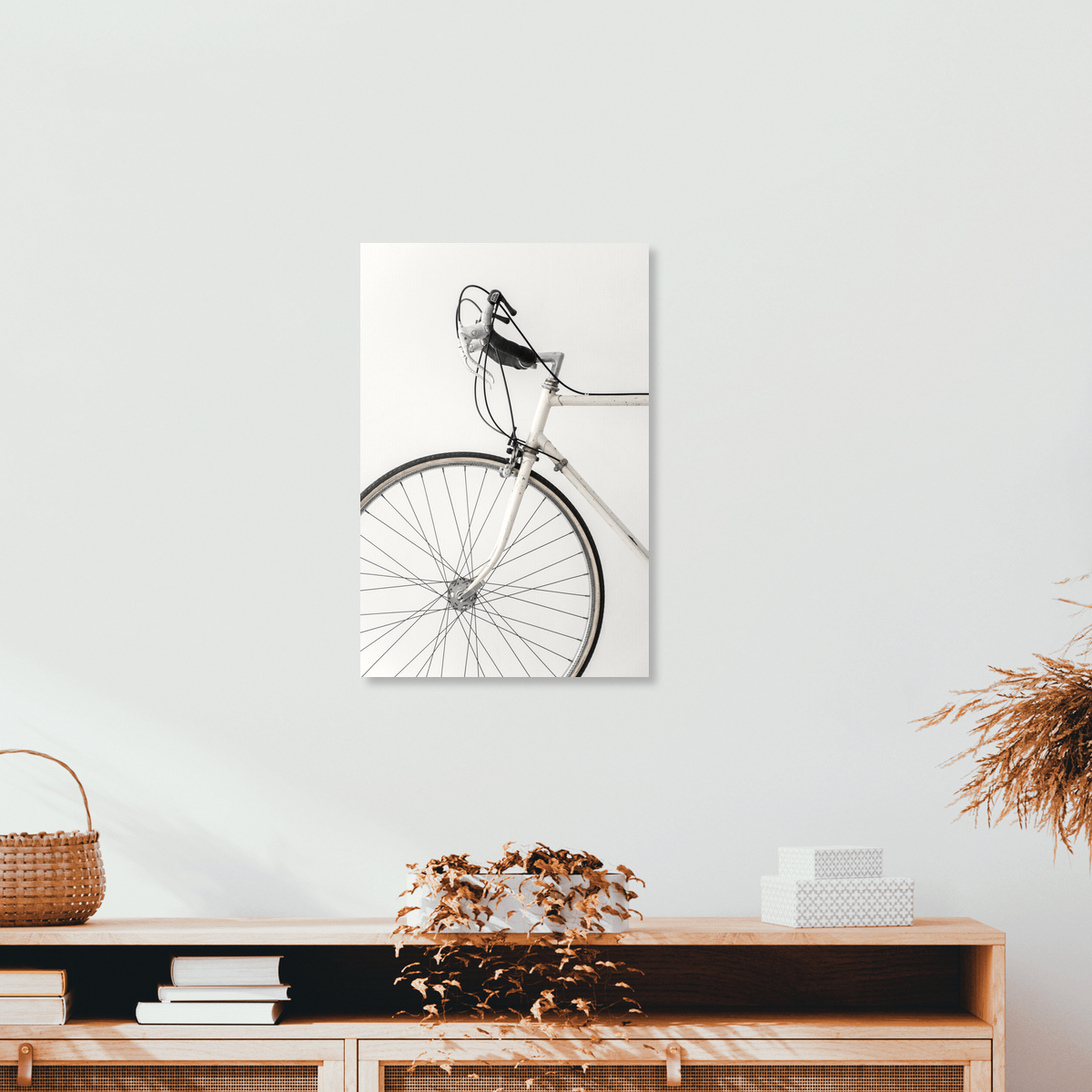 'white minimal bicycle LOVE' – Discover the wall art by Studio Na.hili now!